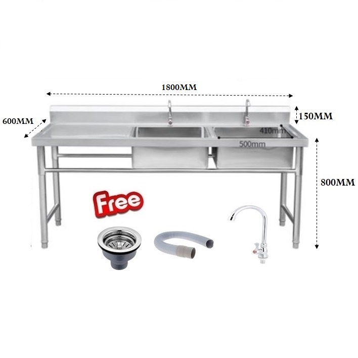 SINKI PANJANG LEBAR STAINLESS STEELBESI TEBAL 不锈钢水槽商用洗盘/BASIN BASUH ...