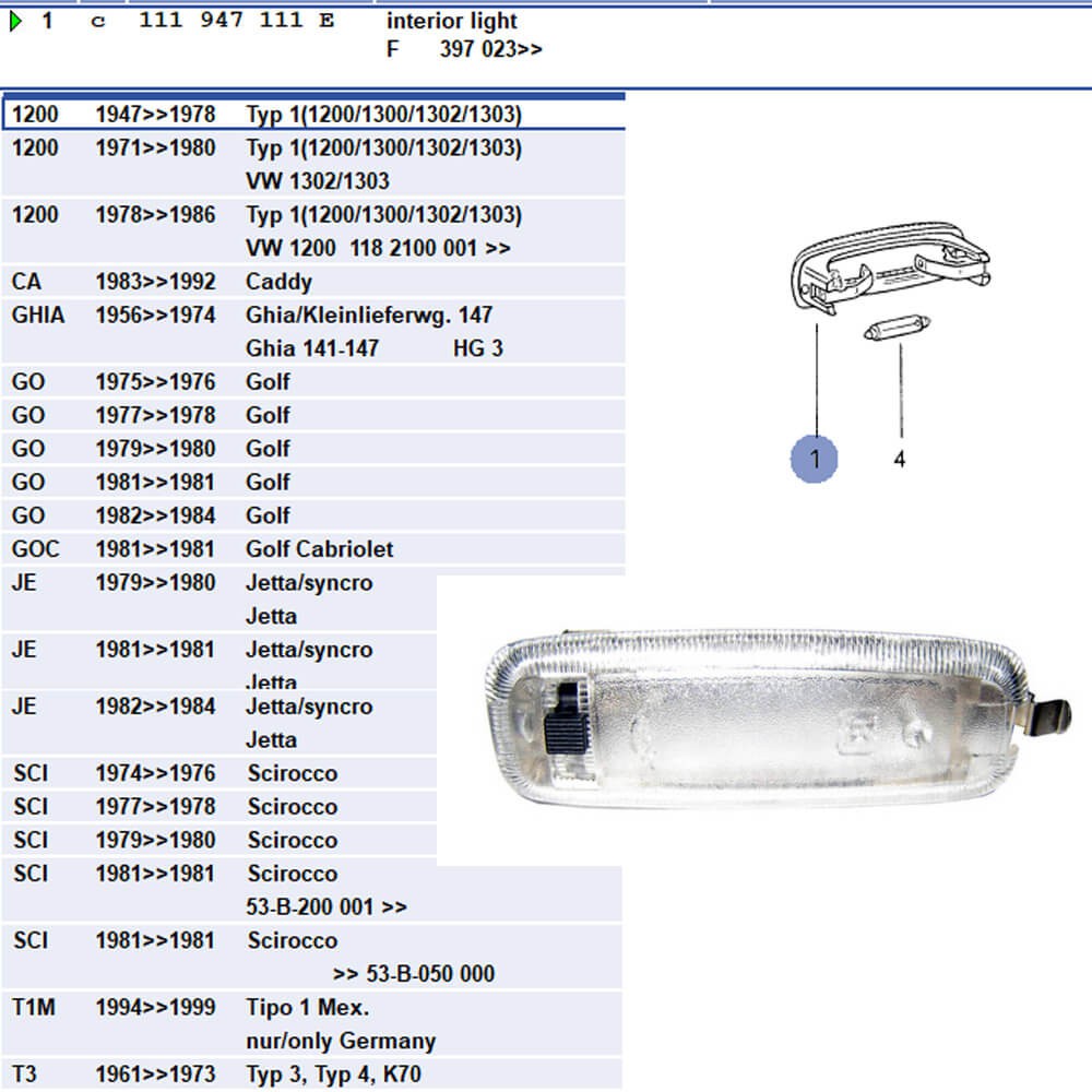 VW Interior Light With Bulb Roof Lamp | Shopee Malaysia