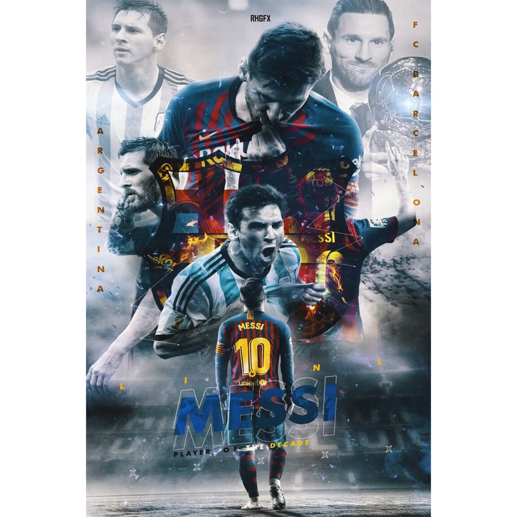 HIASAN DINDING Lionel Messi Ball Poster Wall Hanging Modern Poster ...