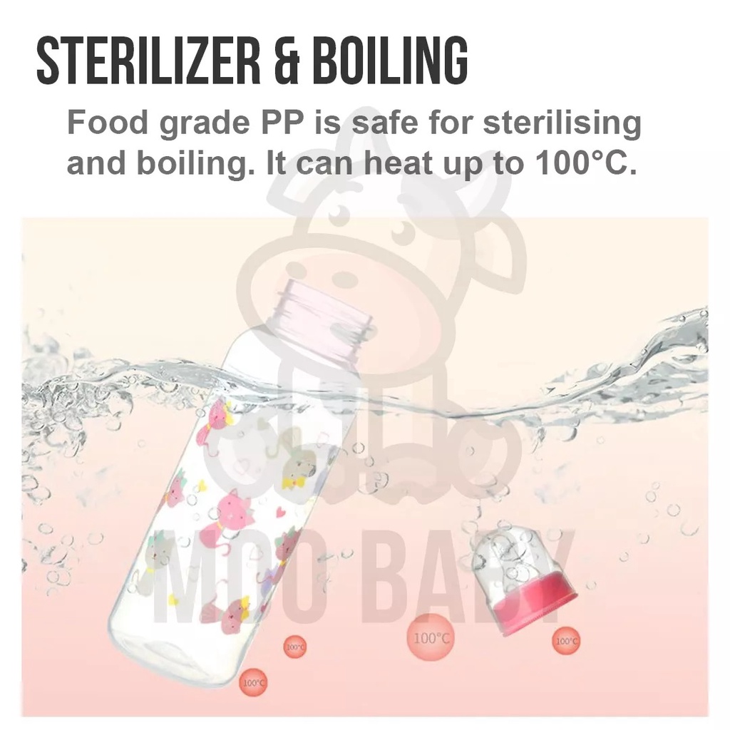 Moo Baby Bottle Slim Neck Baby Milk Bottle Feeding Newborn Botol Susu ...