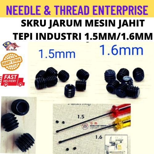 SKRU JARUM MESIN JAHIT TEPI INDUSTRI 1.5MM 1.6MM // Screw Needle ...