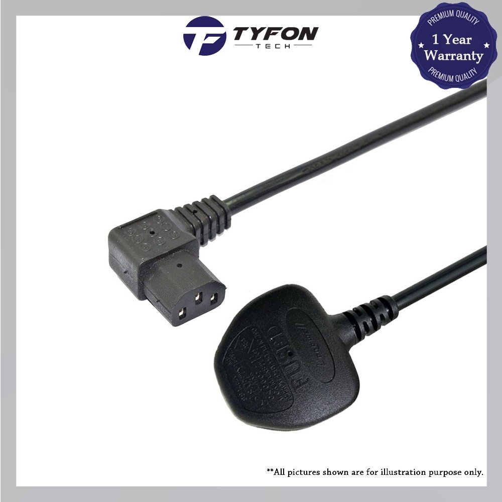 Longwell 3 Pin UK to IEC C13 L-Shape Desktop PC Power Cord Cable 1.8M ...