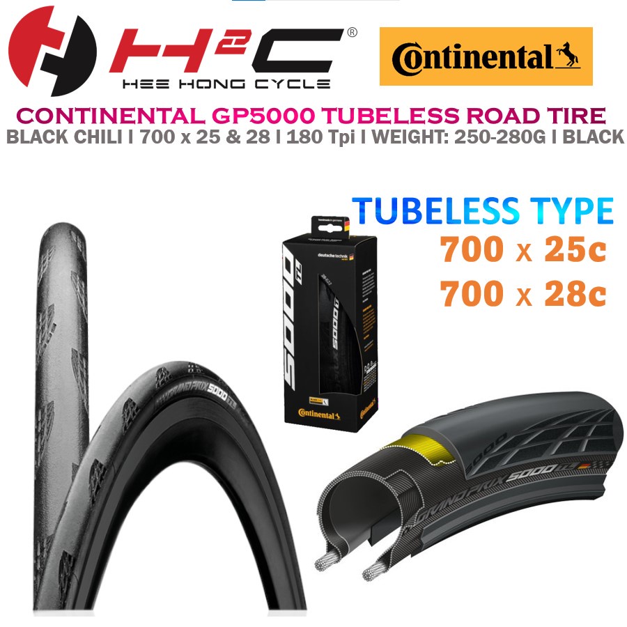 CONTINENTAL GRAND PRIX 5000 | GP5000 BLACK TUBELESS 700 x 25C / 28C / 30C TIRE | Shopee Malaysia