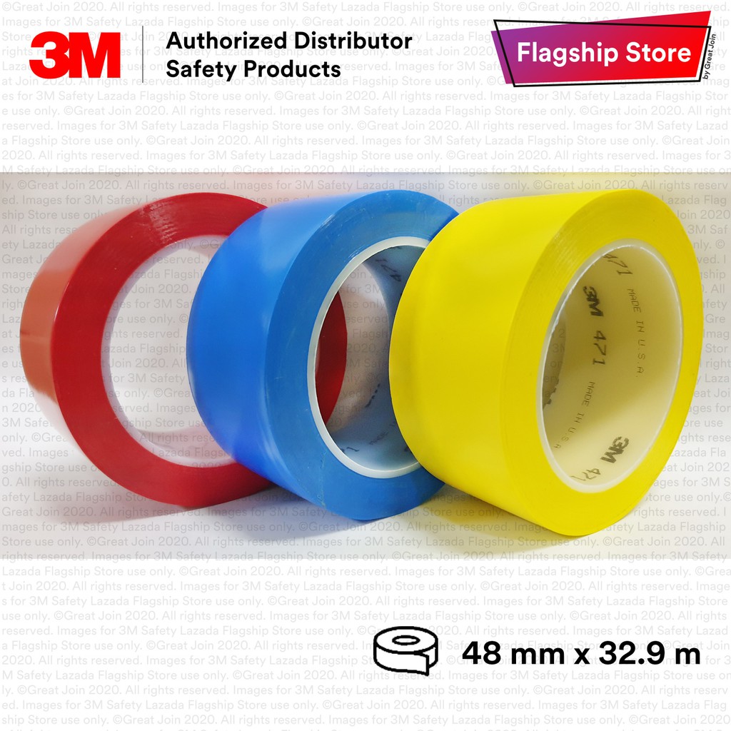 3M 471 Vinyl Tape/ Floor Tape/ Social Distancing/ Safety Markings/ 48 mm x 32.9 m/ Made in USA ...