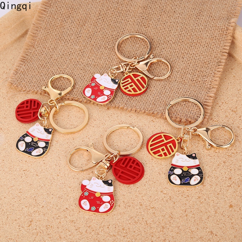 Blessing Key Ring Lucky Cat Keychains Cartoon Cat Pendant Accessories ...