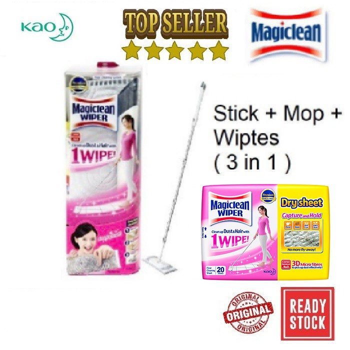 [ MAGICLEAN WIPER ] Stick and Mop ★ With Wiper Dry Sheet (20s) | Shopee ...