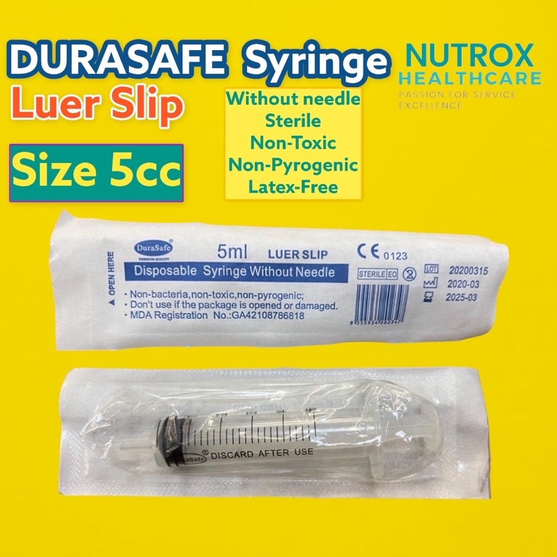 DURASAFE Luer Slip Syringe ( 1 Piece ) Picagari Tanpa Jarum,3ml/5ml/10ml/20ml/50ml | Shopee Malaysia