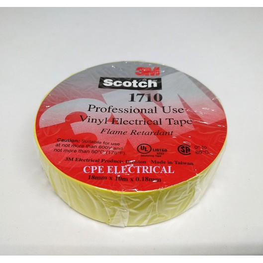 3M Scotch 1710 VINYL ELECTRICAL Insulation PVC Wire TAPE 18mm x 10m x 0 ...