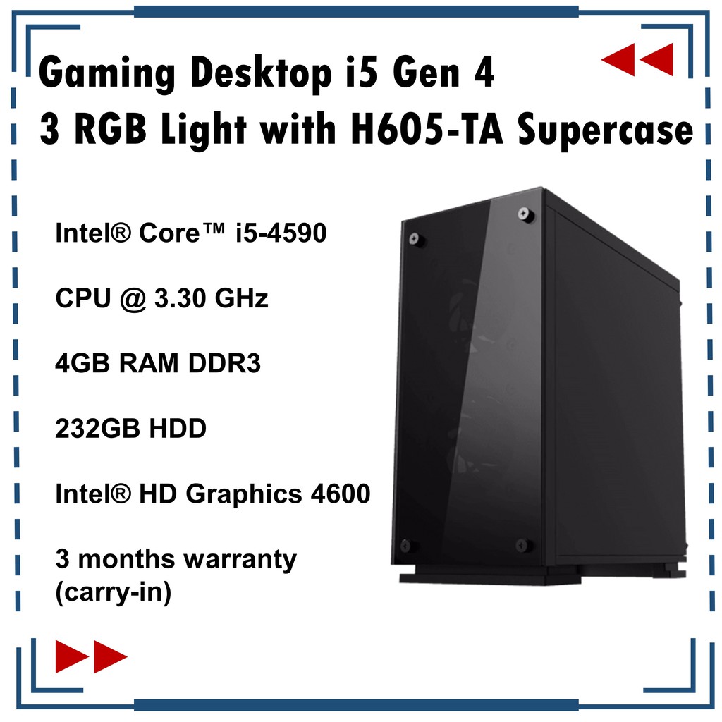 i5 RAM 4GB HDD 250GB Desktop PC CPU with H605-TA Gaming Case (Refurbished) | Shopee Malaysia