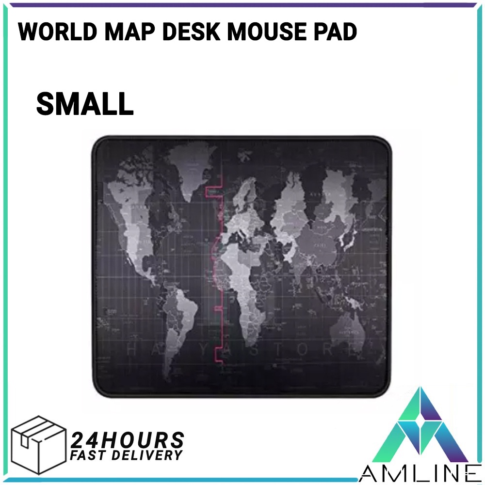 World Map Design Anti-Slip Rubber Base Gaming Mouse Pad Desktop Laptop ...
