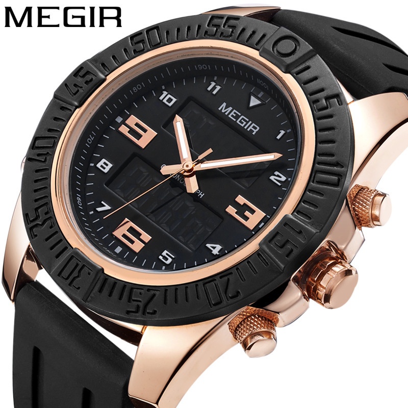 Megger megir watch men's multi function time calendar waterproof sports ...