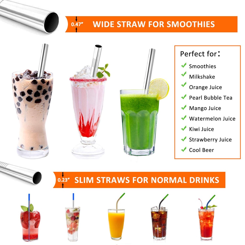 Stainless Steel Straw Reusable Straw Straw Boba Bottle Straw Brush ...