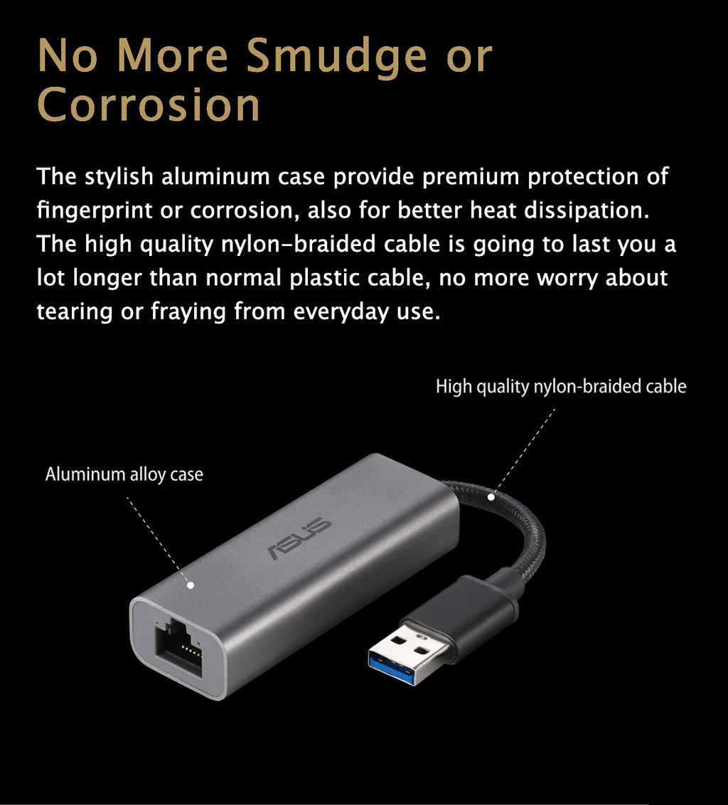 ASUS 2.5G Ethernet USB Network Adapter USB-C2500 Wired LAN for Windows ...