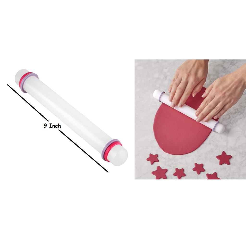Fondant Rolling Pin Non Stick 9 Inch Adjustable Pengolek Adunan ...
