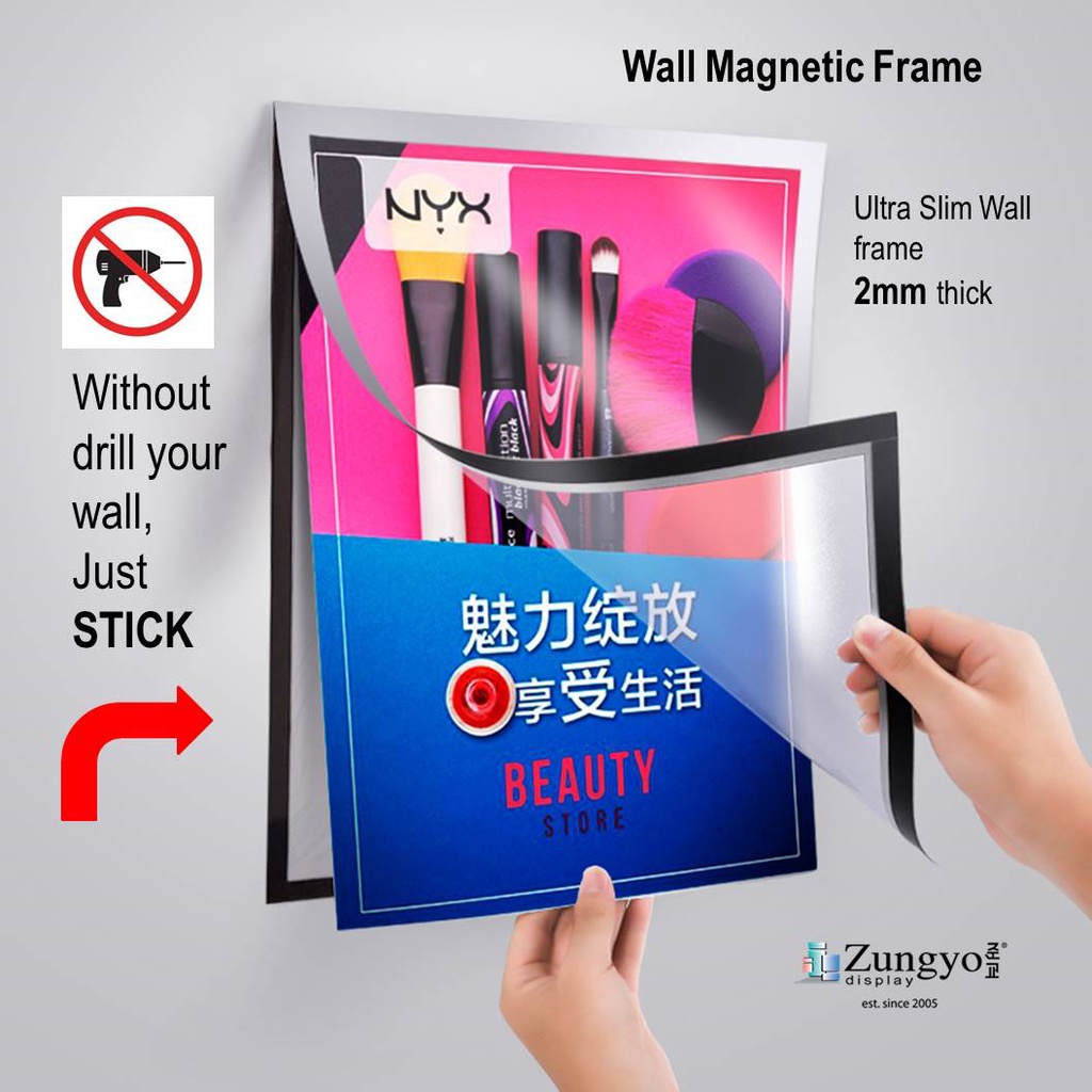 A4 Magnetic Photo Frame certificate wall display frame A4 silver ...