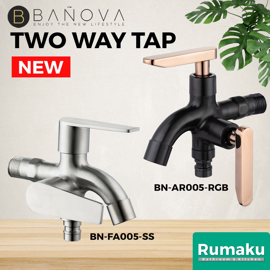 BANOVA SUS 304 Stainless Steel Bathroom Basin Tap Bib Tap Two Way Tap ...