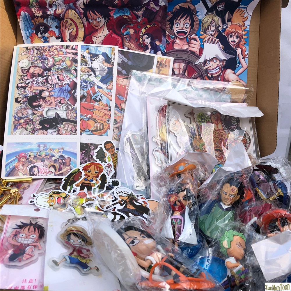 Anime One Piece Luffy Ace Zoro Sanji Nami Gifts Box Acrylic Keychain ...