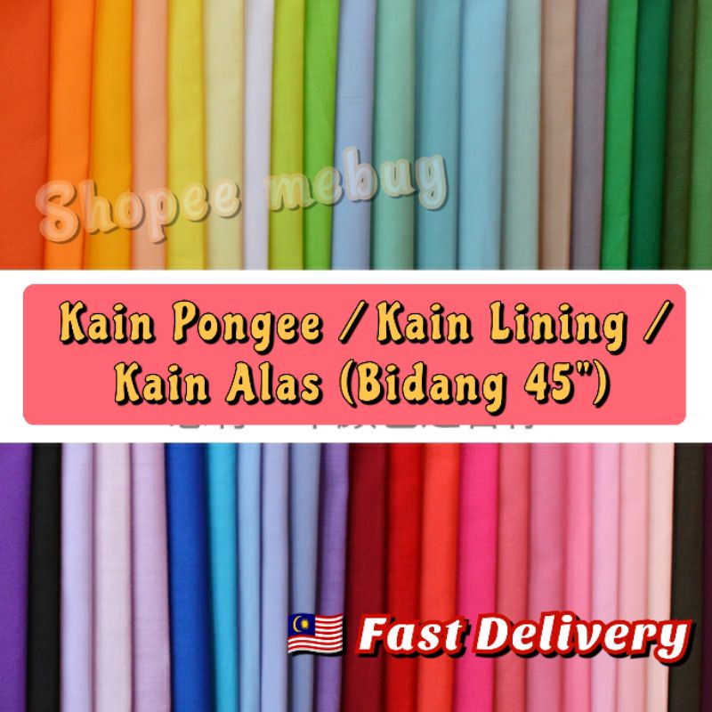 🇲🇾Kain Pongee Bidang 45"/inch | Kain lining | Kain alas baju | Kain ...