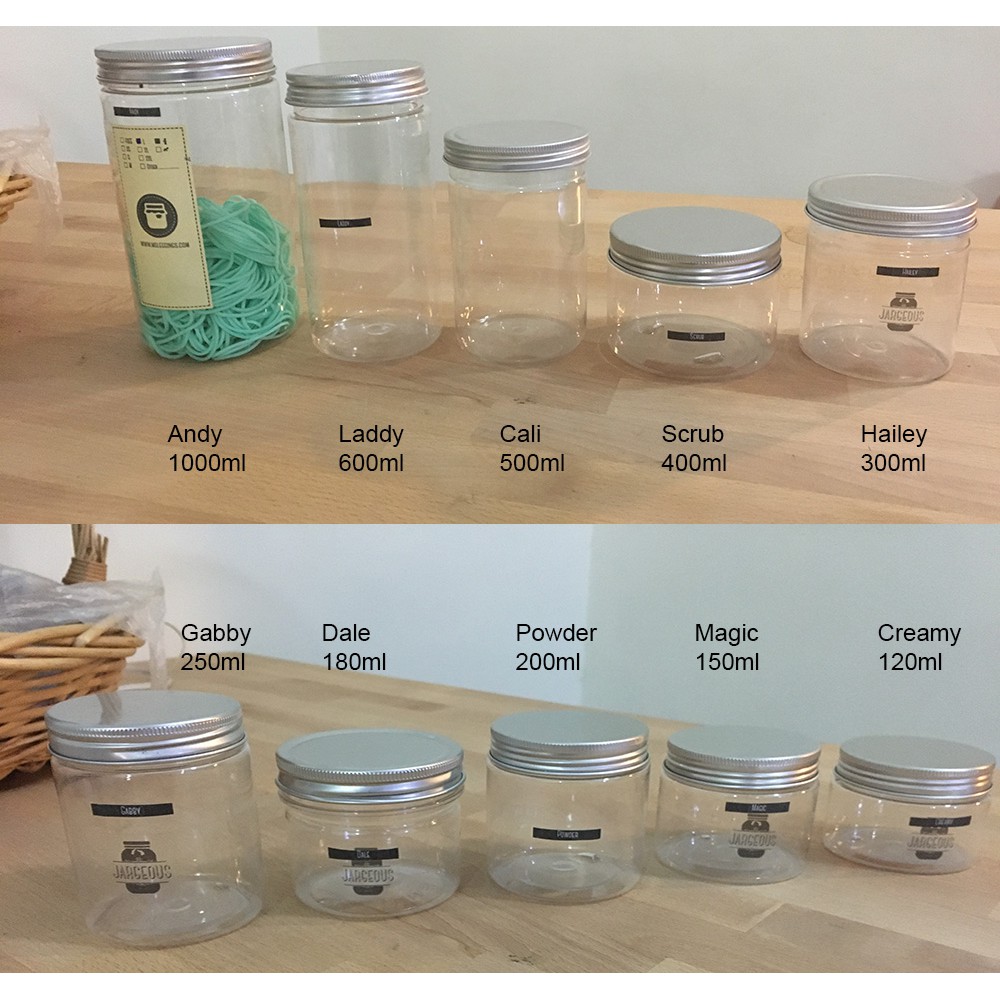 PET plastic Jar with aluminium cap (10 sizes option available) | Shopee ...