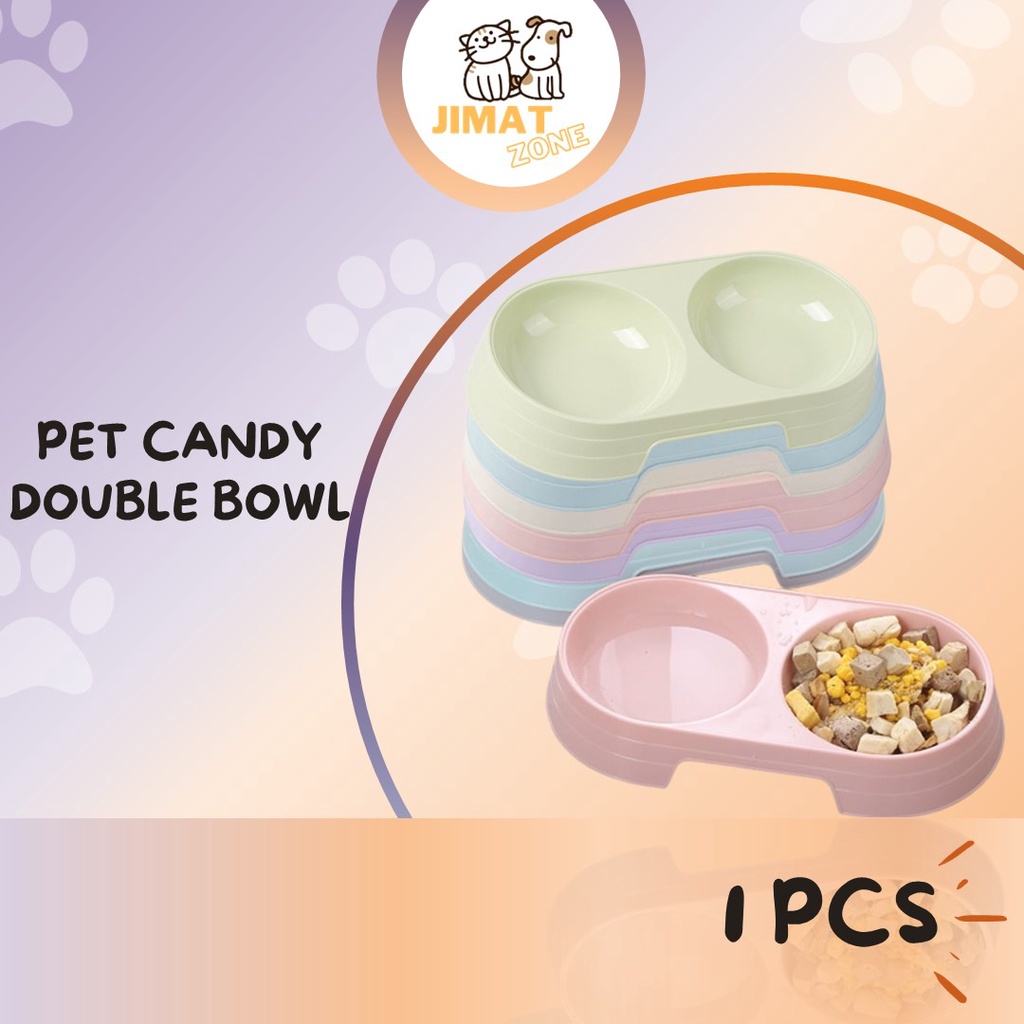 Economy Candy Pet Bowl Double Food & Water Feeding Colourful Bowl Cat ...