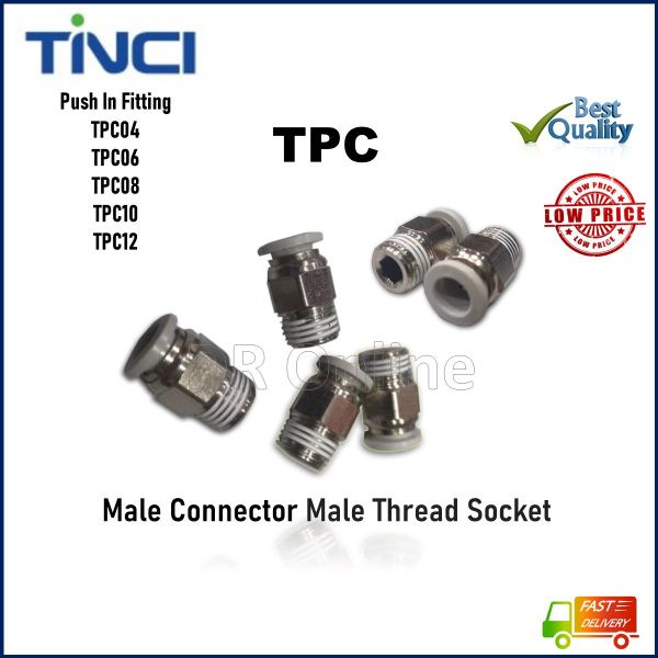 TNCI Pneumatic Fitting Male Connector 4MM,6MM,8MM,10MM,12MM, (TPC ...