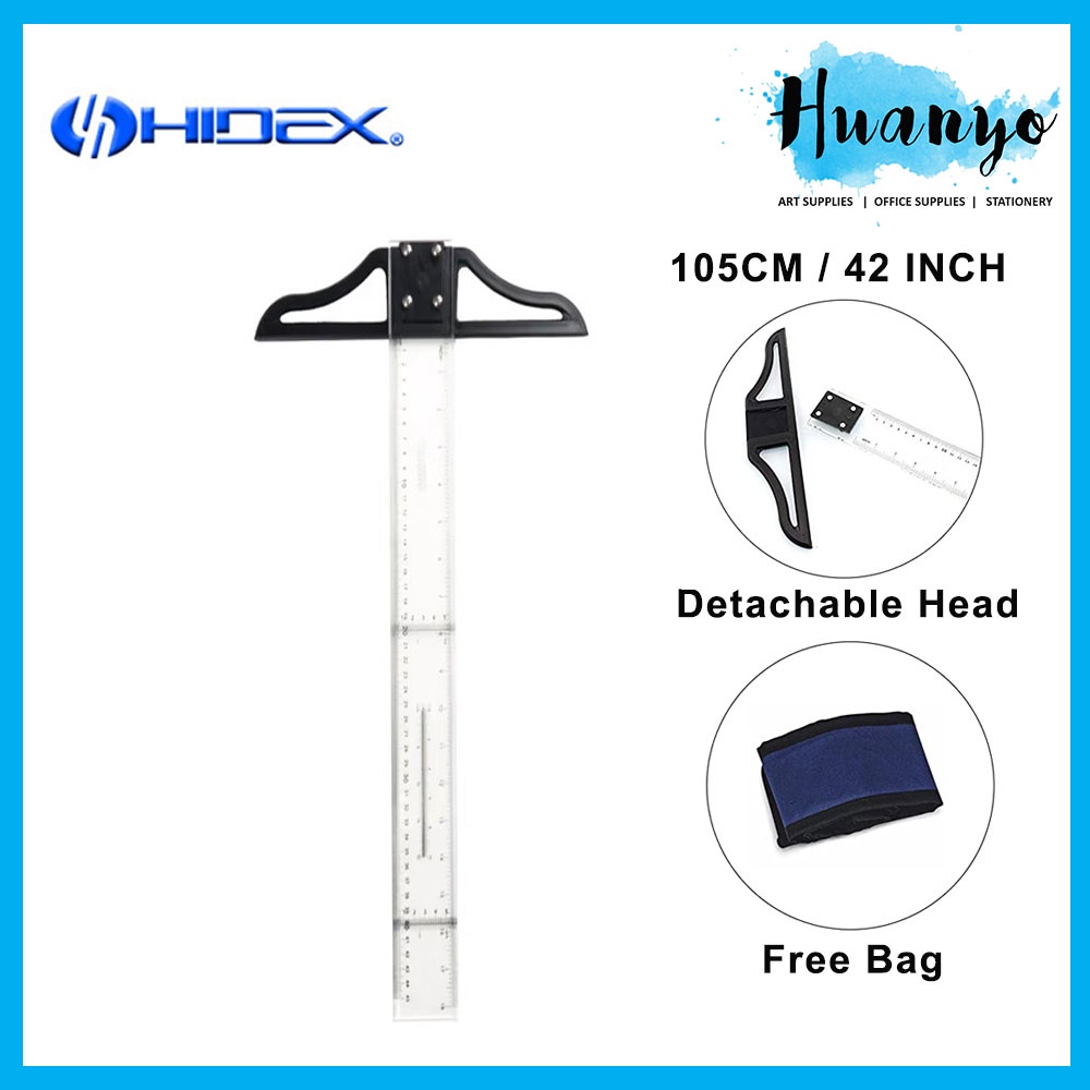 Hidex Clear Plastic Acrylic T Square Ruler With Detachable Head(105cm ...
