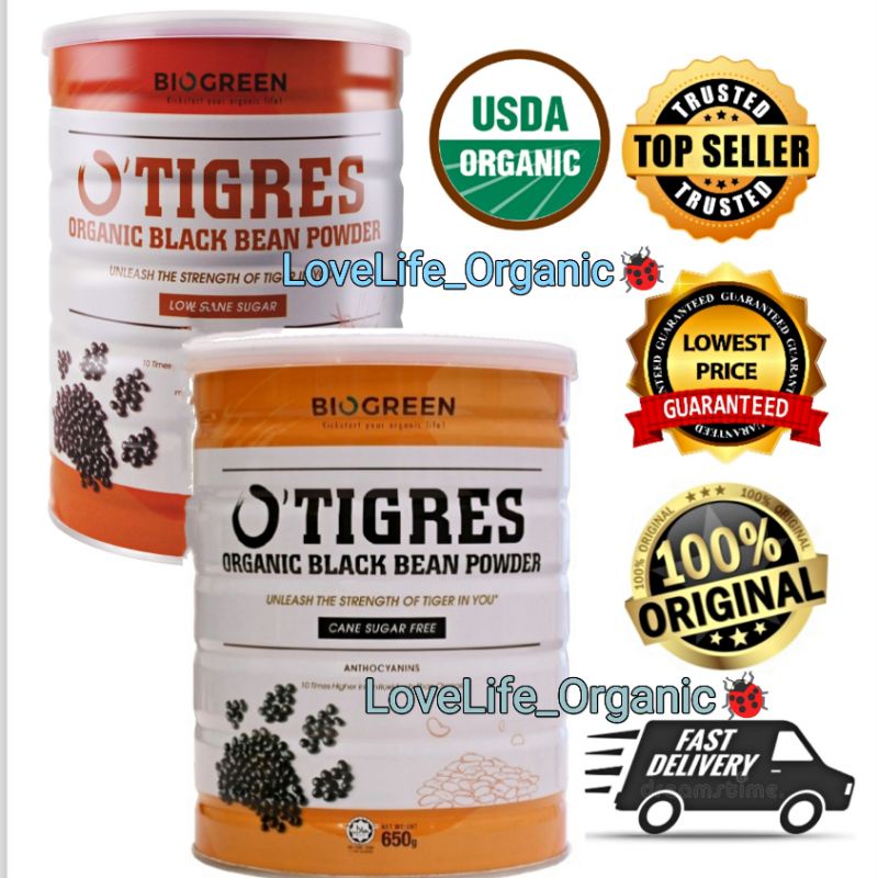 BIOGREEN O'tigres Organic Black Bean Powder (Sugar Free 650G/Less Sugar 700G)Halal | Shopee Malaysia