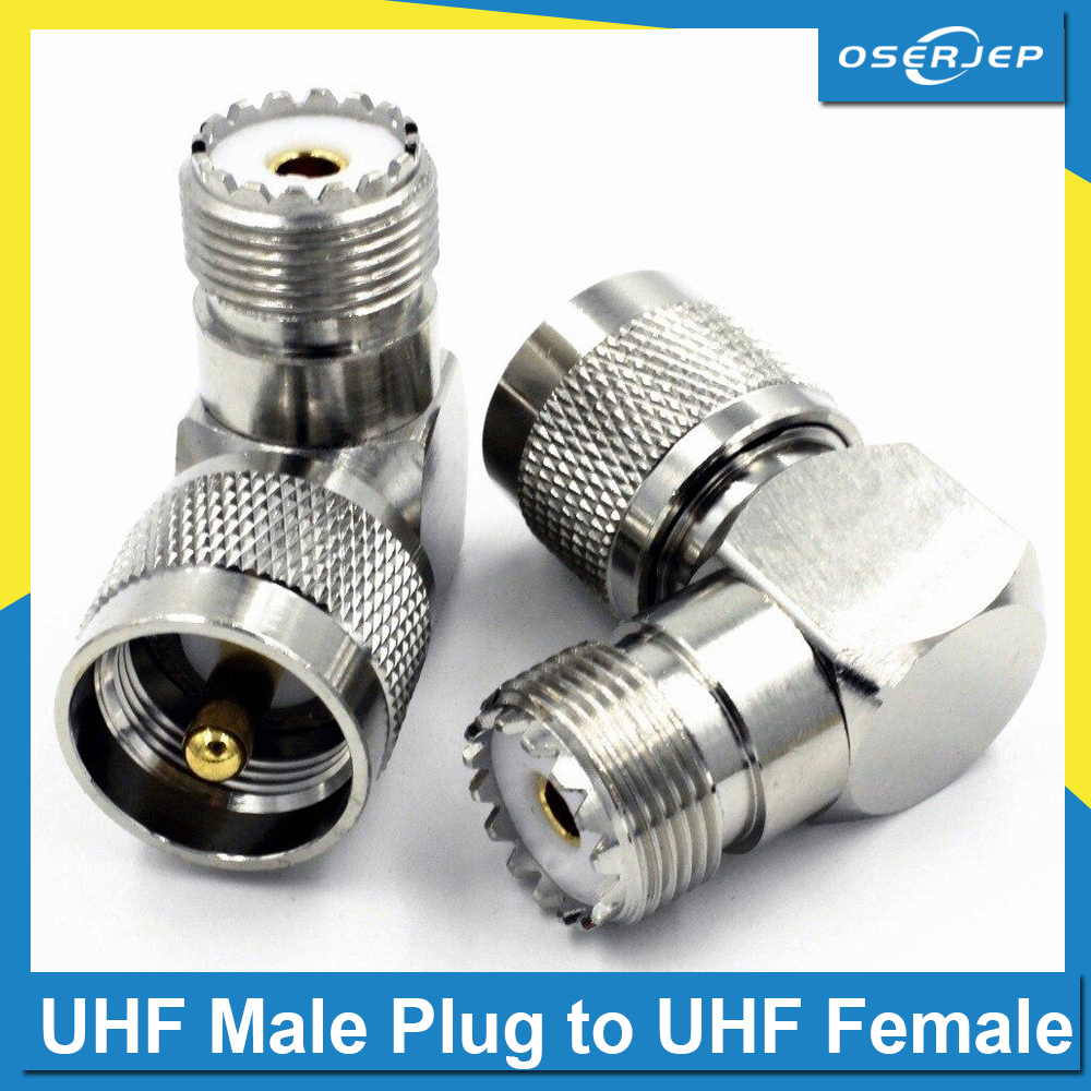 2PCS UHF Male Plug to UHF Female Jack Right Angle SO239 PL259 RF ...