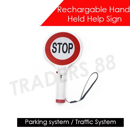 Rechargeable Battery Powered Flashing LED Hand Held Stop Signs | Shopee ...