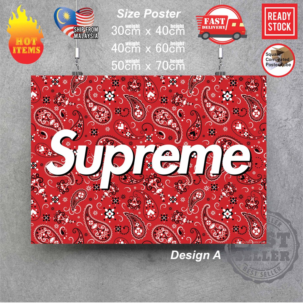 [Ready Stock] Supreme x paisley texture | Streetwear poster | Street ...