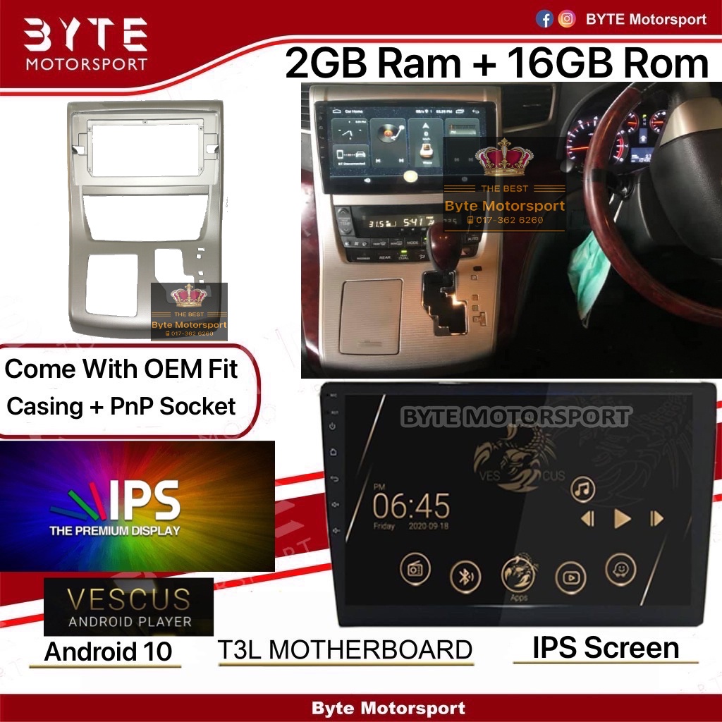 VESCUS 🦂[2+32] 🇲🇾 Android Player Toyota Vellfire / Alphard 2008-2014 🎁Free AHD Camera🎁 T3L 🥈 ...