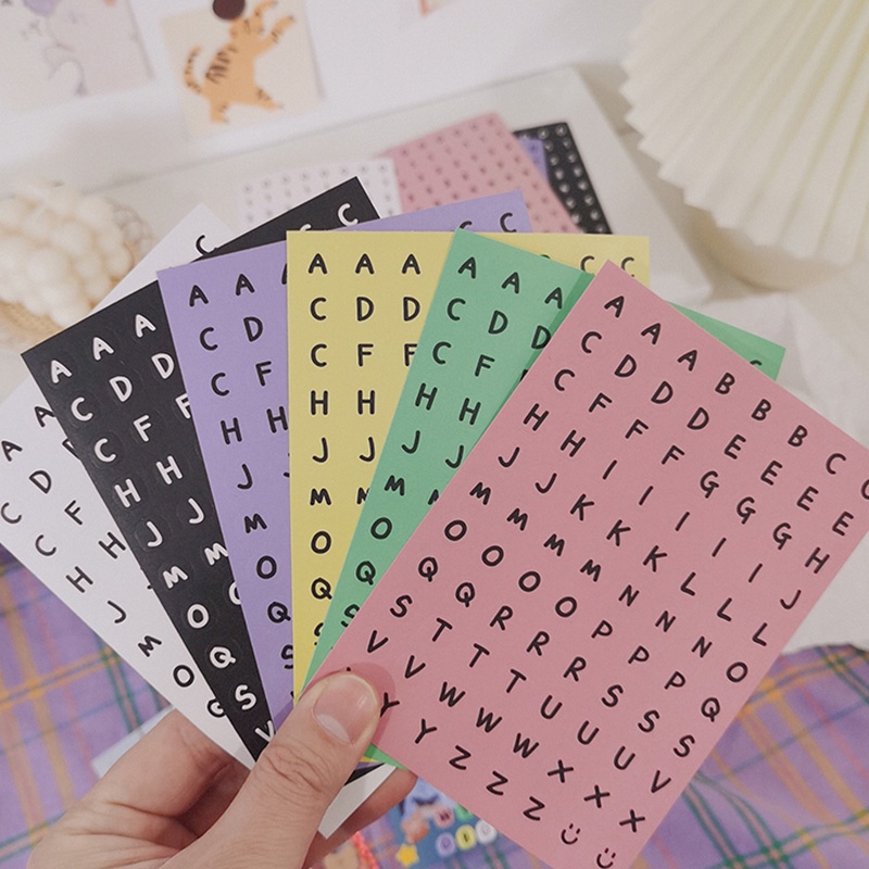 Simple Colorful Alphabet Number Stickers Solid Color Decorative DIY ...