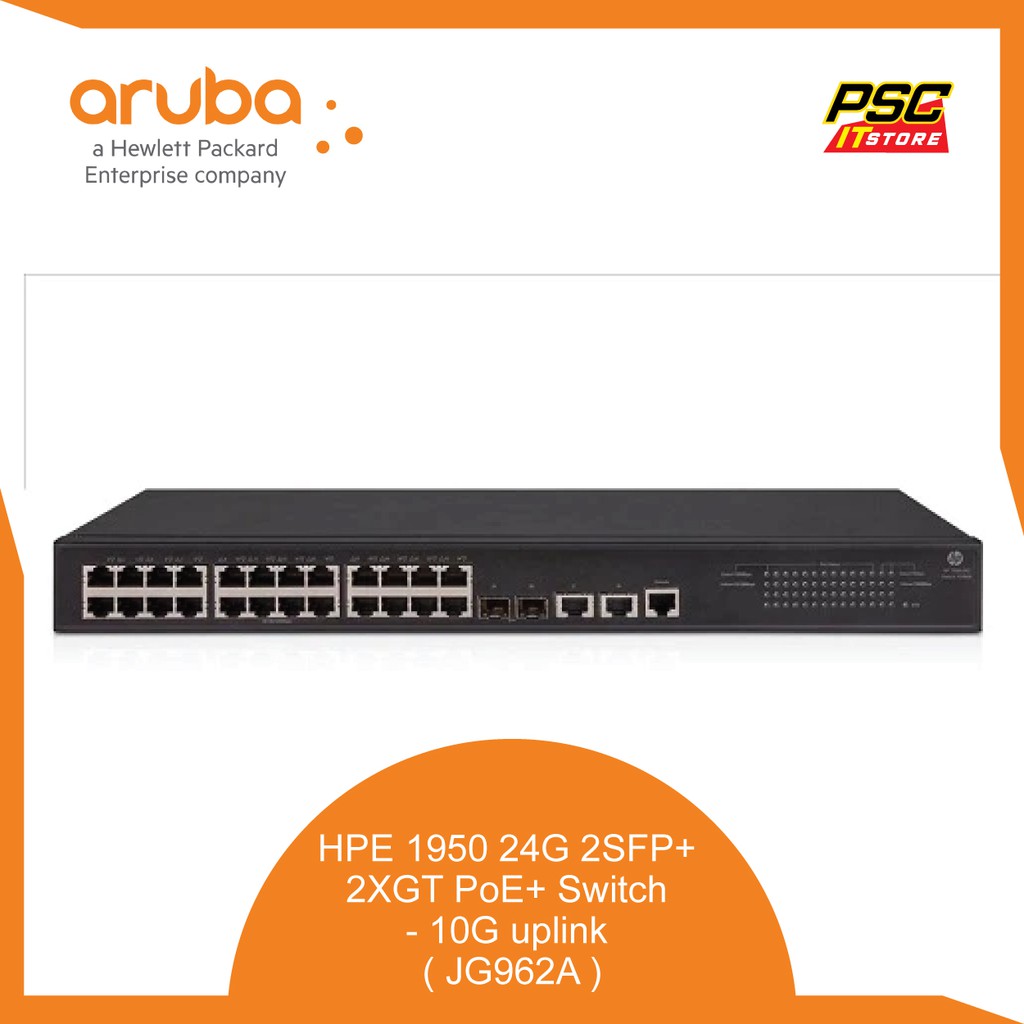 HP JG962A: OFFICECONNECT 1950 24G 2SFP+ 2XGT POE+ 24 PORT 10/100/1000 MBPS POE/POE+ C/W 2XSFP ...