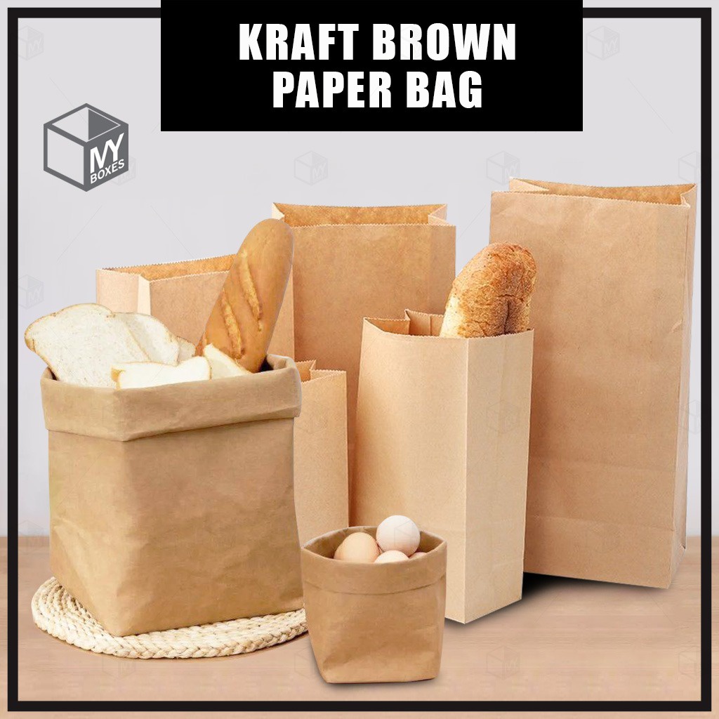 50pcs kraft Food Paper Bag Storage Packaging Paper Beg | Shopee Malaysia