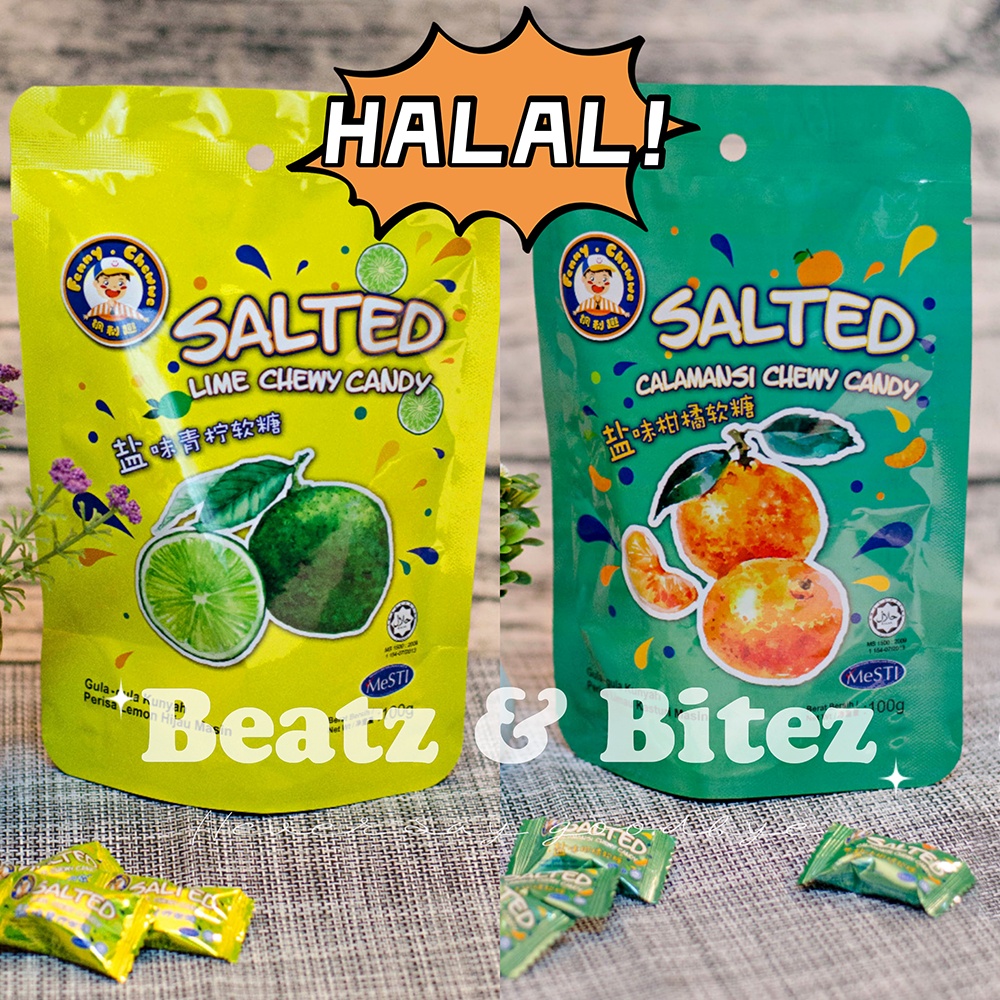 HALAL Salted Calamansi / Lime Chewy Candy Gula-Gula Kenyal Masin 100g ...