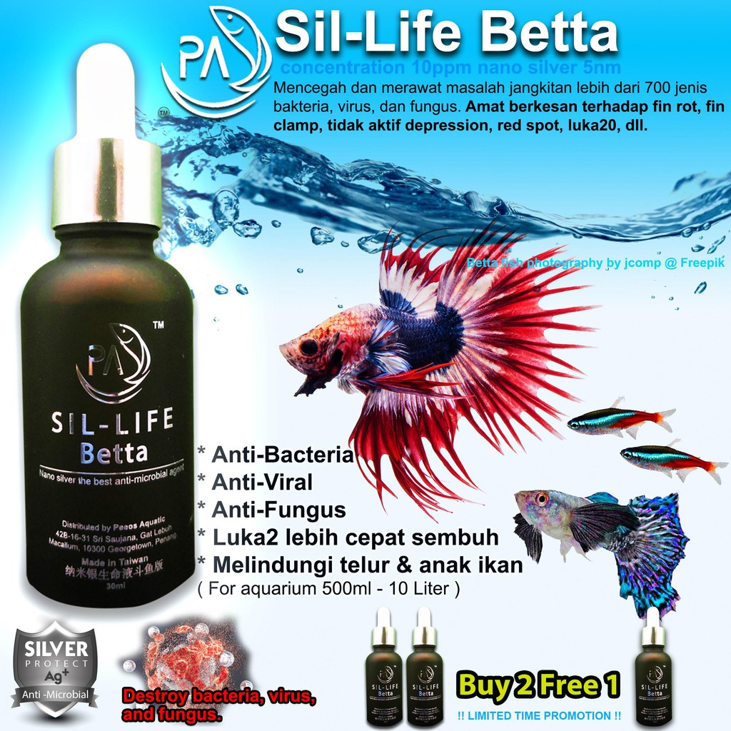 PA Sil-Life Betta 30ml colloidal nano silver - best aquarium anti ...