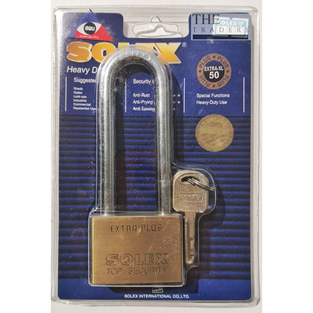 Solex Extra Plus Heavy Duty Brass 40mm/50mm Extra Long Shackle Padlock ...
