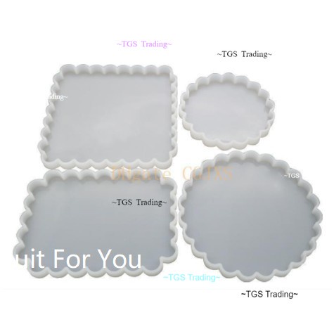 TGS Epoxy Resin Mold Square Round Shape Wave Edge Table Coaster Mould ...