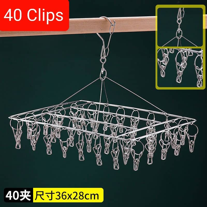 20/30/40/50 Stainless Steel Clips Cloth Hanger Laundry With Anti Wind ...