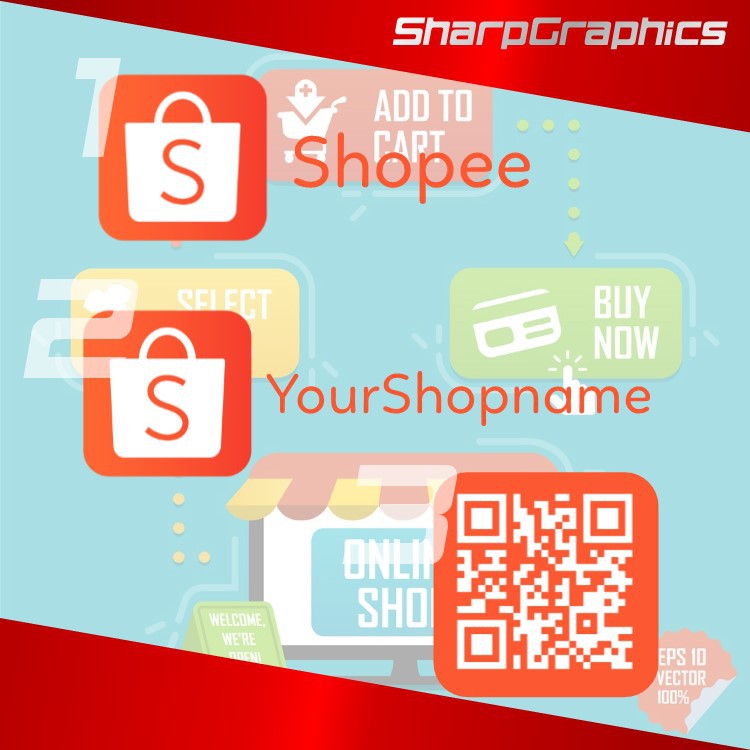 Shopee Name QR Code Logo Sticker Decal | Shopee Malaysia