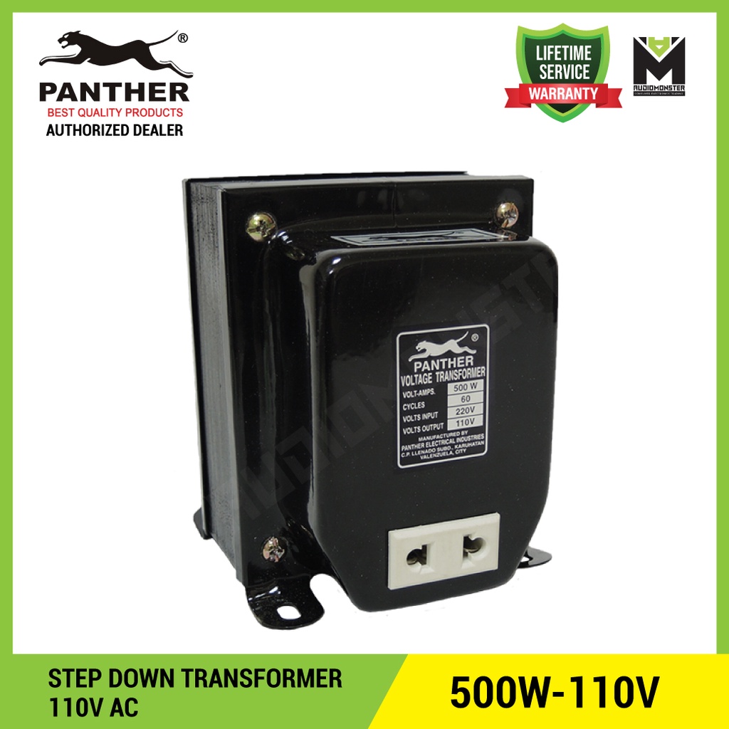 Panther 500W-110V Step-down Transformer 500 Watts Input 220VAC Output 110VAC Single Phase Auto ...
