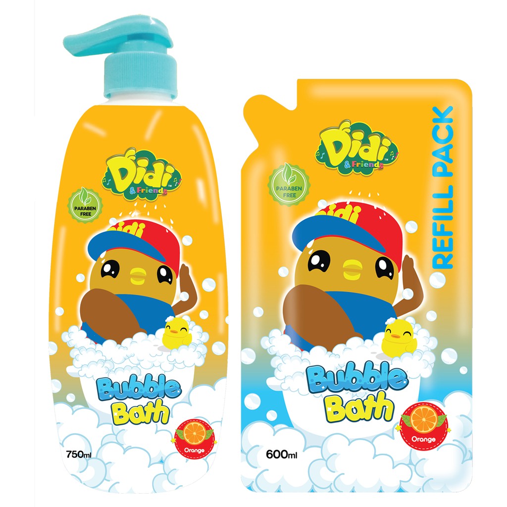 Didi and Friends Orange Head to Toe Bubble Bath Set (750ml + 600ml ...