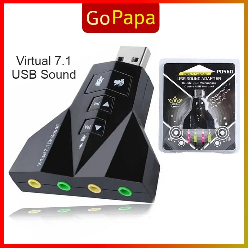 USB Sound Card 7.1 CM108 Chip Virtual 3D Channel Audio Mic Adapter 3 ...