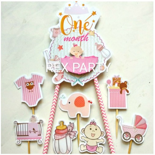 One Month Topper/Cake Topper One Month Baby Girl/One Month Cake Topper ...