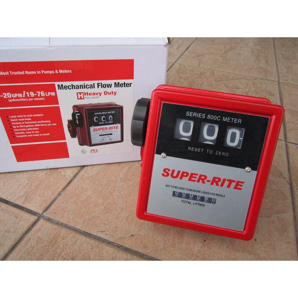 Super-Rite 1inch x 1inch 3-Digit Mechanical Oil Flow Meter | Shopee ...