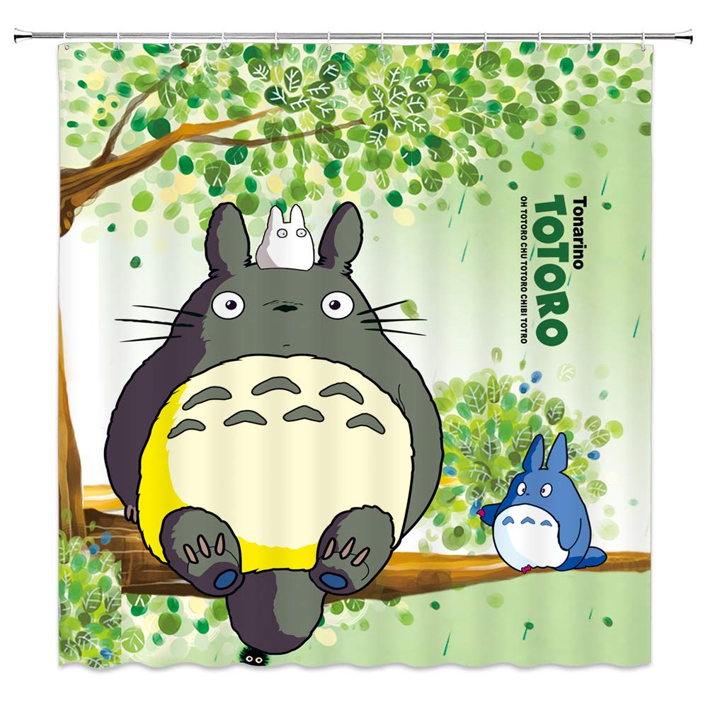 My Neighbor Totoro Shower Curtain Cartoon Cute Totoro Sitting On Green