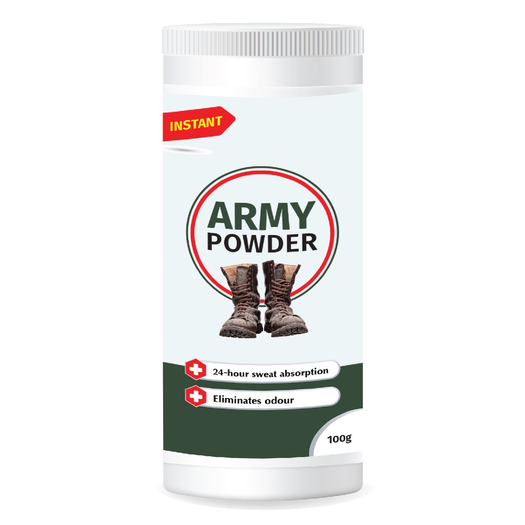 Army Powder 100g - 24 hours sweat absorption and Eliminates odour ...