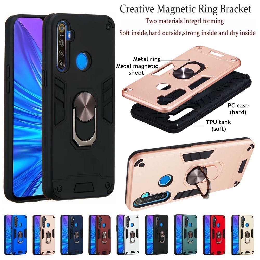 Realme 5/5i/5S/6i/C3/Realme 6/6 Pro Hybrid Matte Armor Stand Holder ...