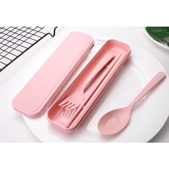 1 Set Kids Cutlery Set Portable Spoon Fork Chopstick Easy Carry Eco ...