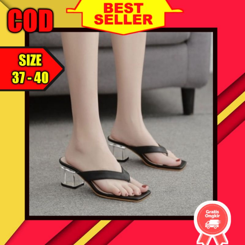 Andin Flip-Flops Sandals Flip-Flops Love Bond Tofu Heels Glass High ...